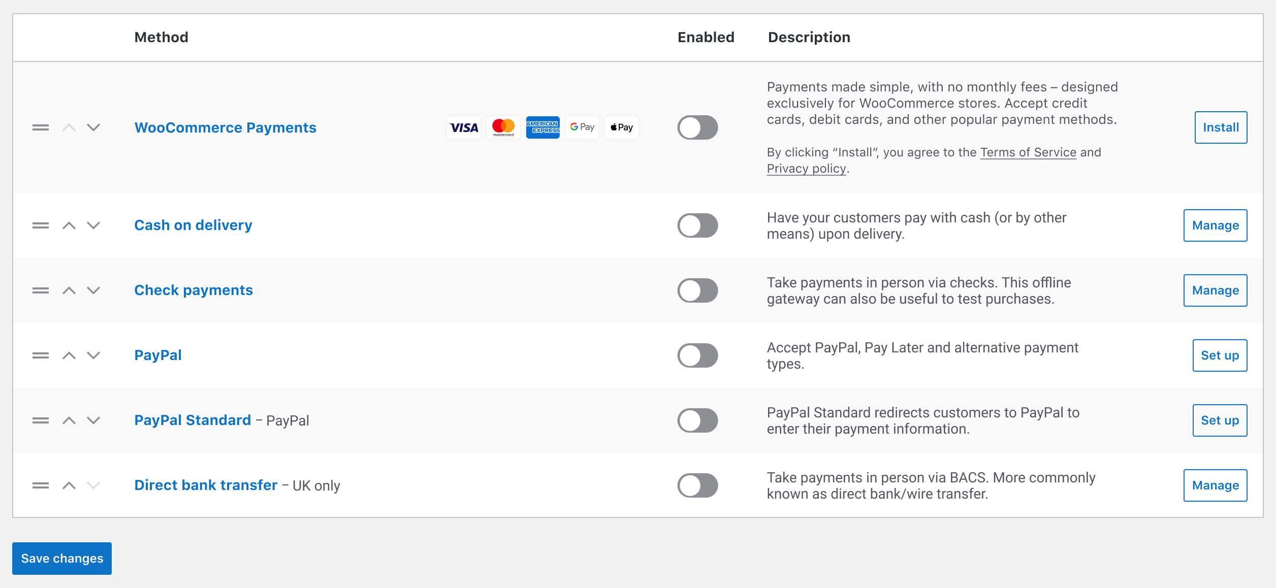 Show WooCommerce Payments Promotion in Payment Methods table before it is installed · Issue ...
