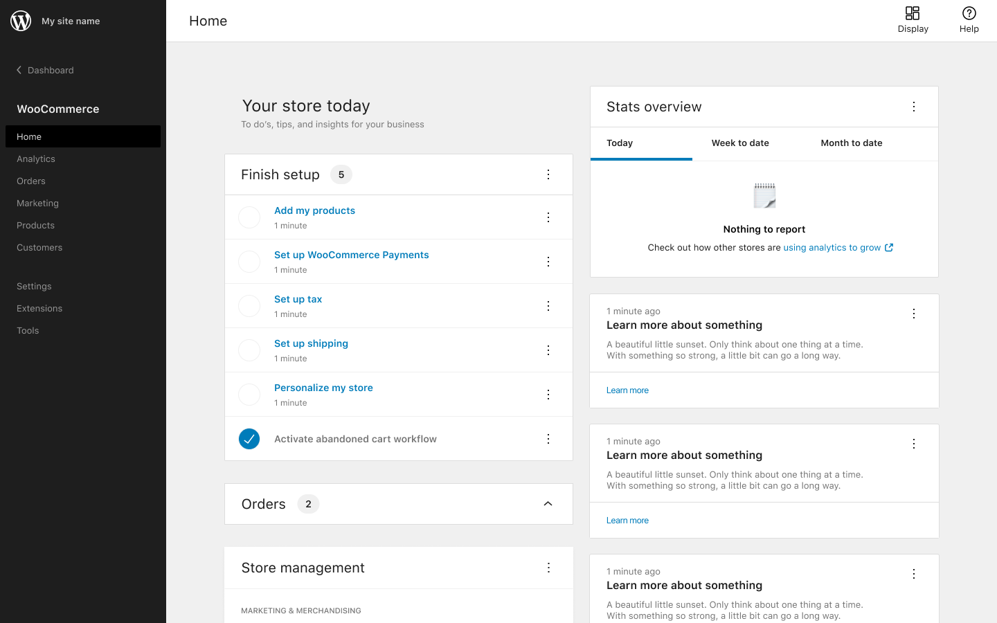 Home Screen - tasks extensibility · Issue #5242 · woocommerce ...