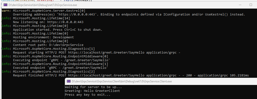 Cannot access net core deployed grpc service hosted in IIS: Error 500 ...