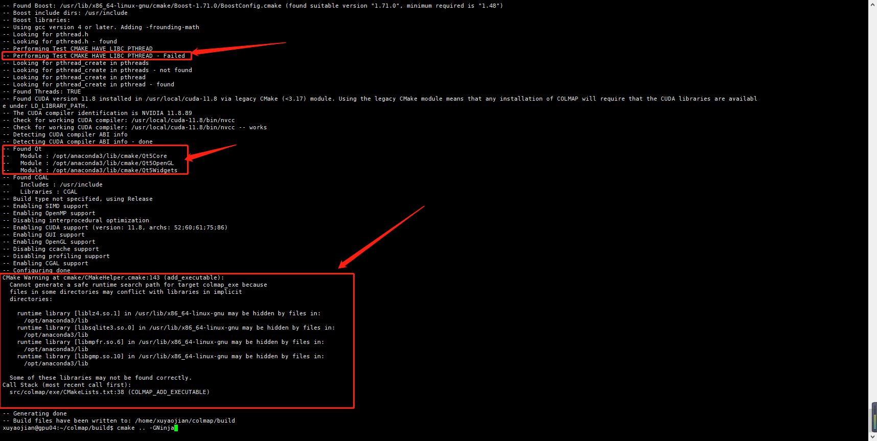 When I run cmake .. -GNinja, there are some problems, need help!!! · Issue #2004 · colmap/colmap ...