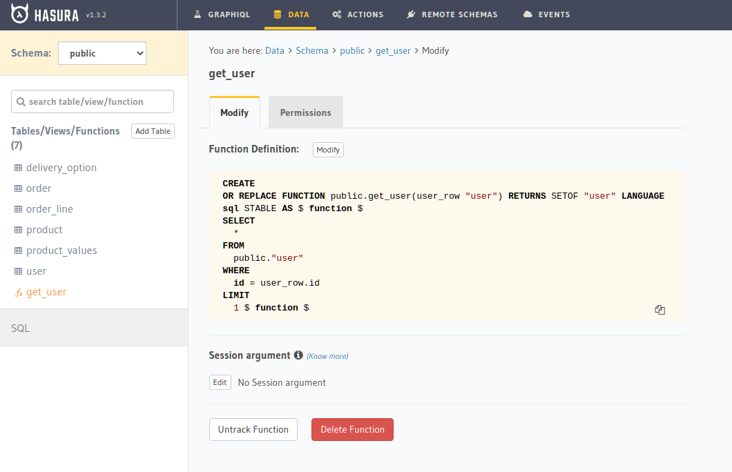 Console GraphiQL explorer stops working after tracking custom function ...