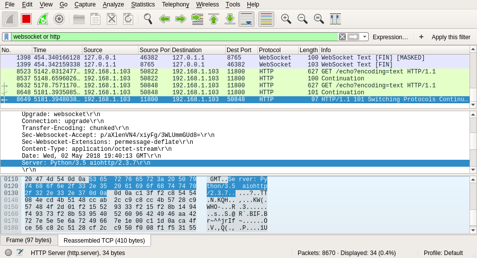 Fix WebSocket handshake HTTP response · Issue #2973 · aio-libs/aiohttp · GitHub