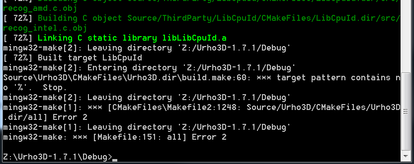 Mingw64windows Build Script Fails · Issue 2666 · Urho3durho3d · Github