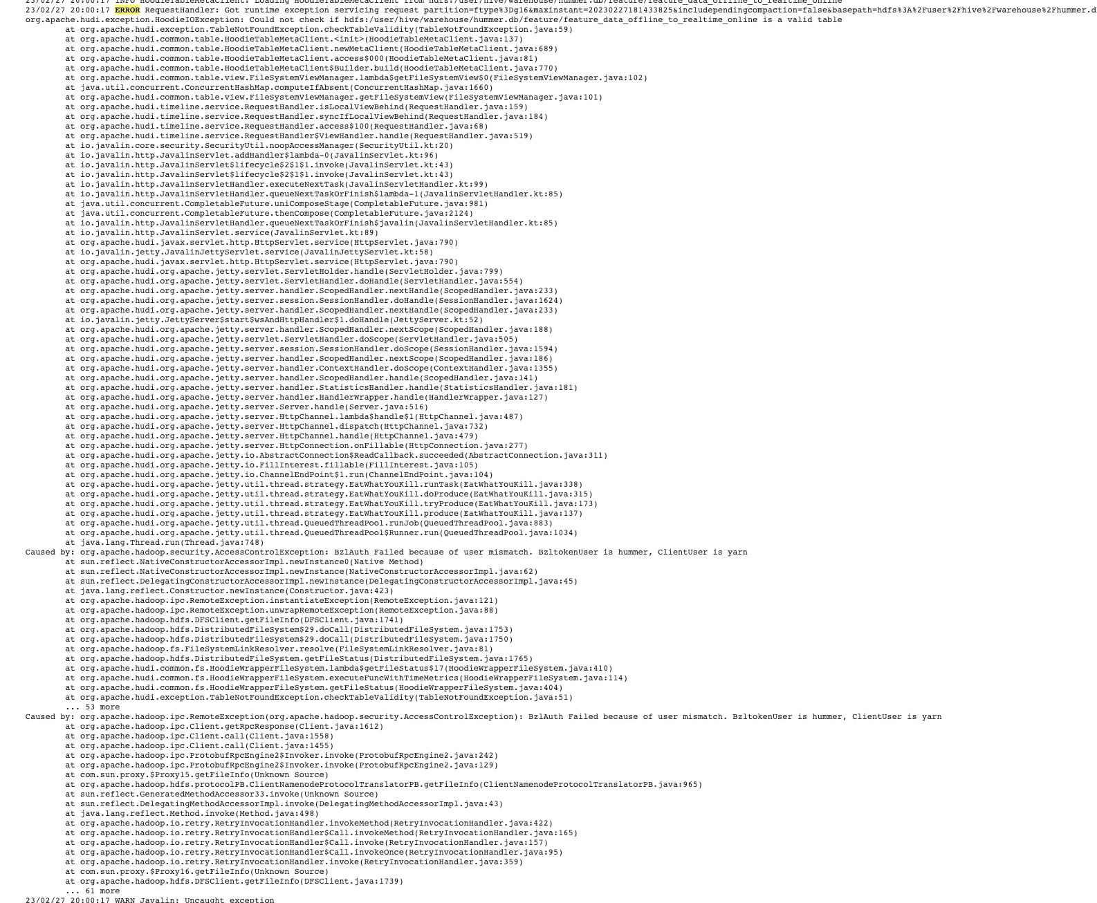 org.apache.hudi.exception.HoodieIOException: Could not check if hdfs:/user/hive/warehouse/xxx is ...