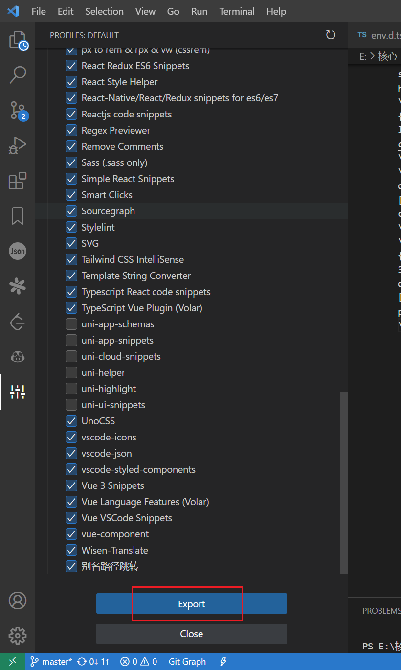 When using the export profiles feature, I unchecked a few plugins that I didn't need and then ...