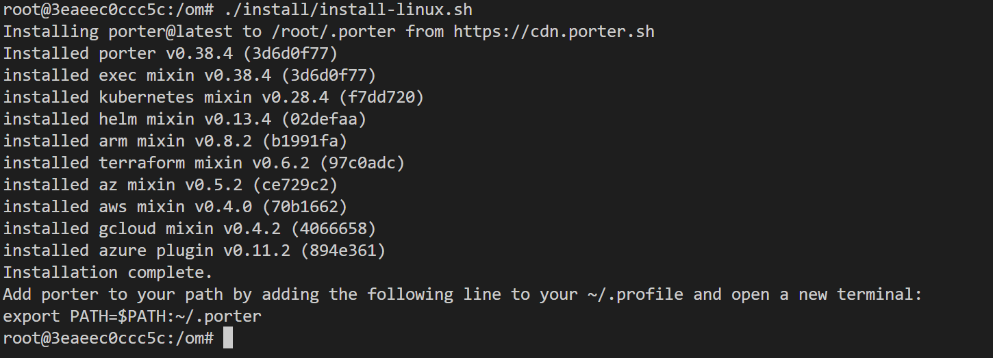 Don't print commands in install script · Issue #1687 · getporter/porter · GitHub
