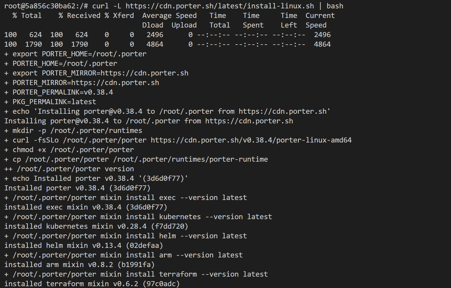 Don't print commands in install script · Issue #1687 · getporter/porter · GitHub