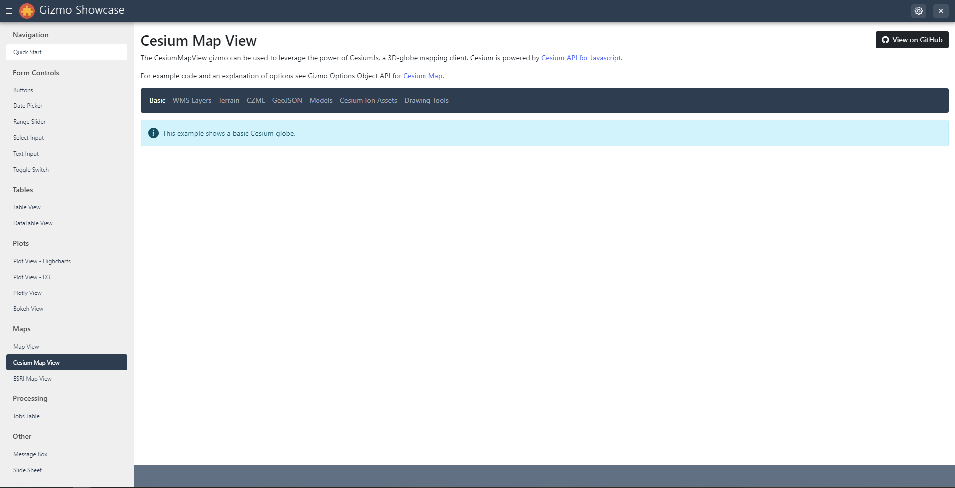 Ceisum Map View is not rendering in Gizmo Showcase app · Issue #811 · tethysplatform/tethys · GitHub