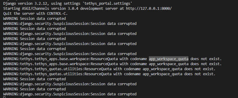 Django Session Security and ResourceQuota Warnings · Issue #823 · tethysplatform/tethys · GitHub