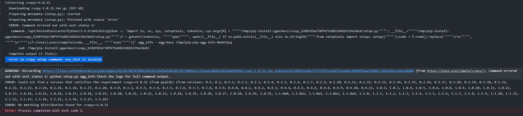 When I Install With Requirements Txt Cvxpy 1 0 21 Log Error In Cvxpy Setup Command Use 2to3 Is