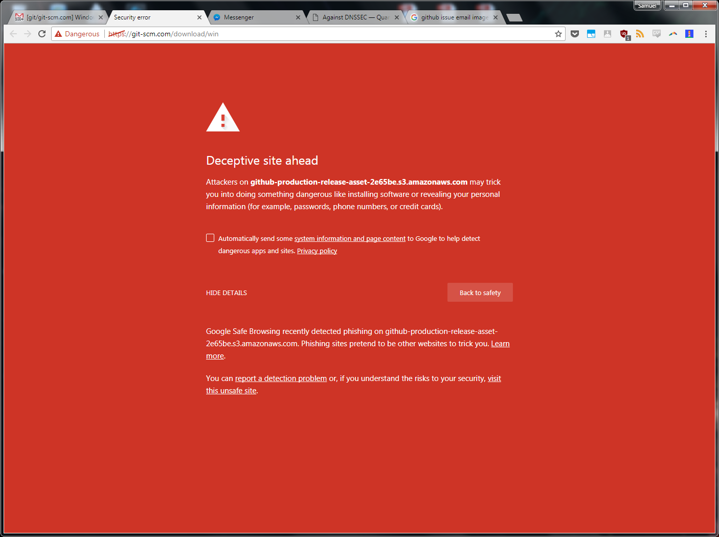 Windows download page shows as "dangerous" in Chrome · Issue #1012 · git/git-scm.com · GitHub