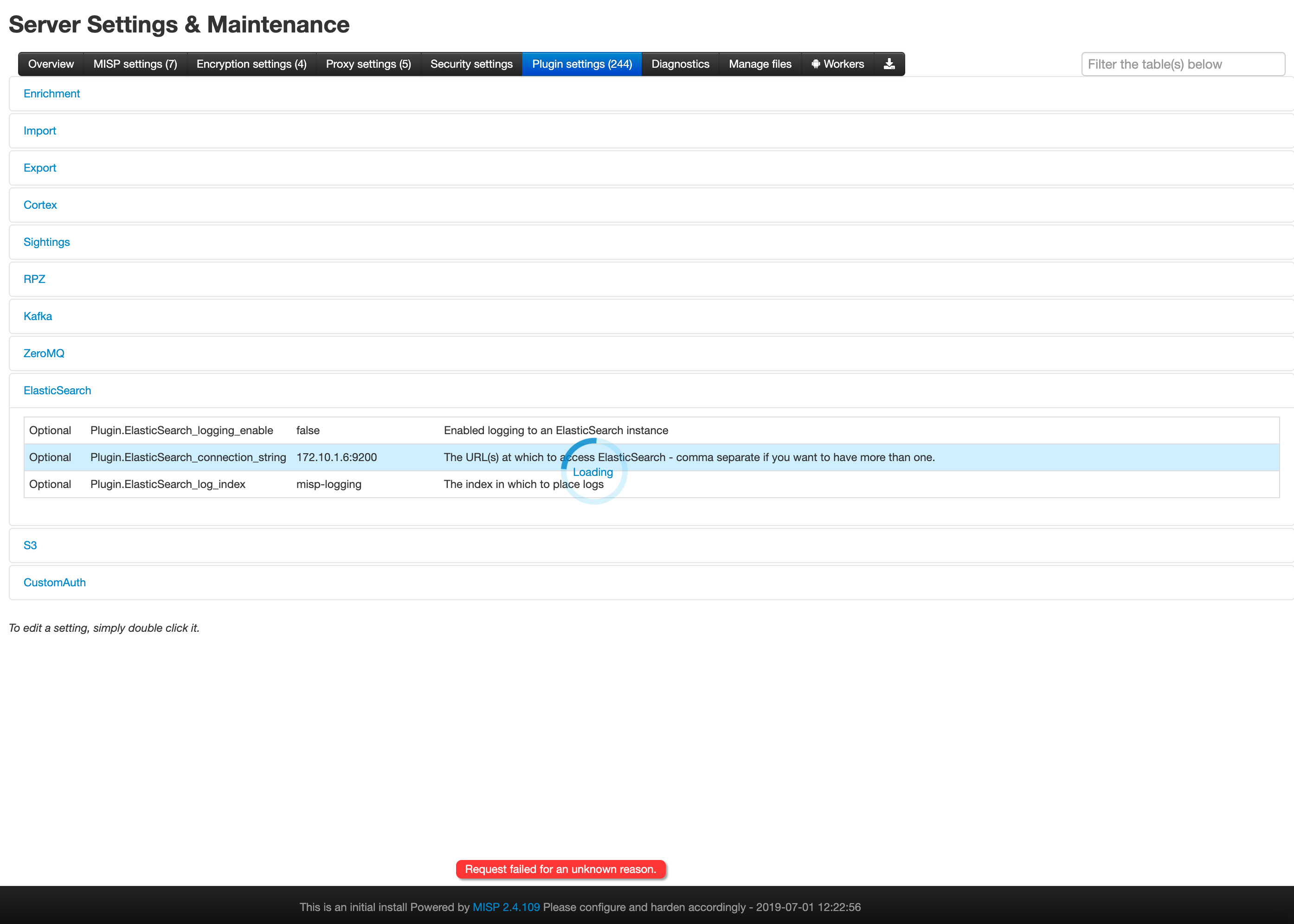 Already install elasticsearch but still get error · Issue #4817 · MISP/MISP · GitHub