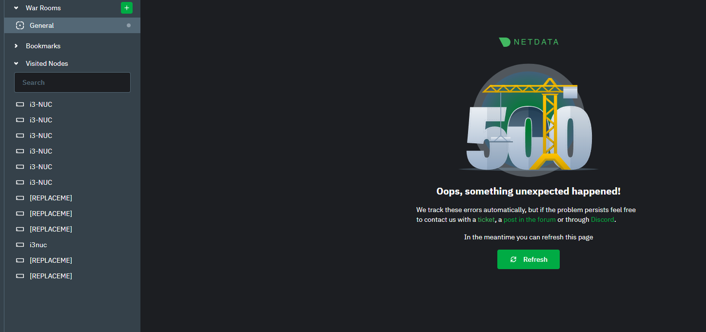 Bug Error 500 When Accessing Cloud · Issue 397 · Netdatanetdata Cloud · Github