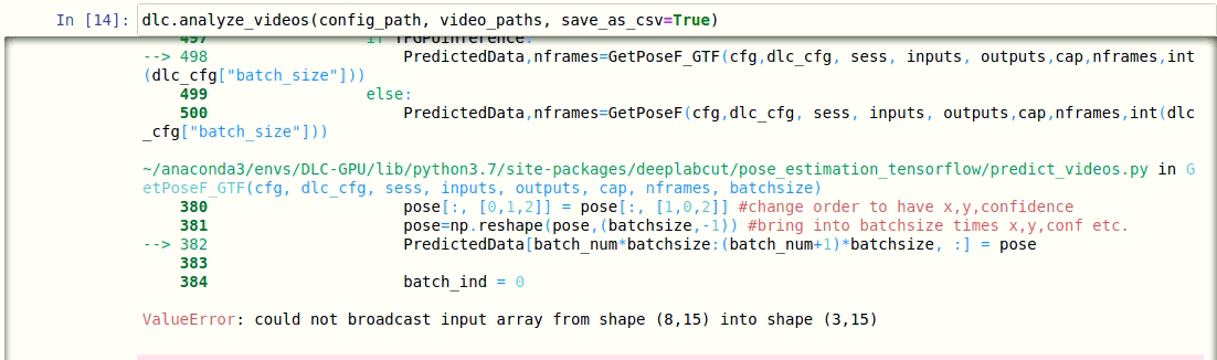 analyze_videos causes ValueError · Issue #913 · DeepLabCut/DeepLabCut · GitHub