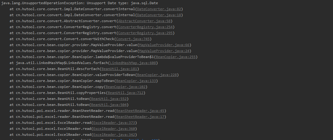 读取excel数据，返回实体类列表，当excel中date类型列为空时报错 · Issue #1729 · chinabugotech/hutool · GitHub