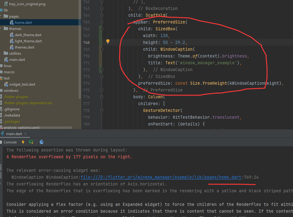 A RenderFlex overflowed by 177 pixels on the right. · Issue #119 · leanflutter/window_manager ...