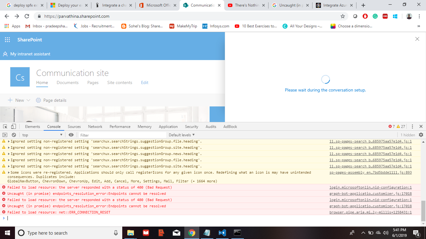 Please assist in connecting BOT · Issue #230 · pnp/sp-dev-fx-extensions · GitHub