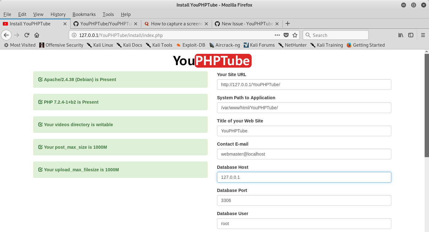 Error on install on local machine · Issue #1820 · WWBN/AVideo · GitHub