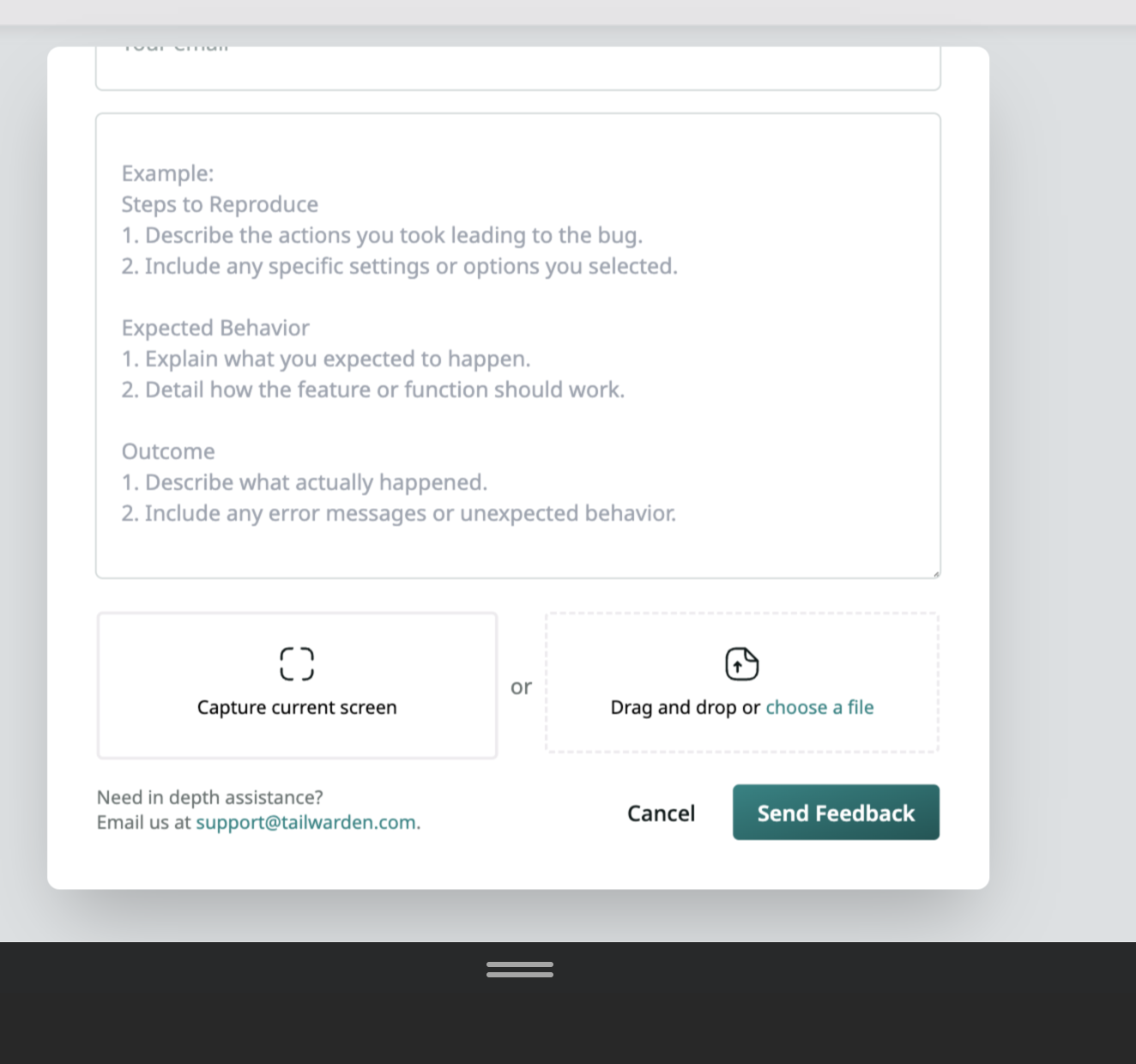 Leave feedback modal exceeds screen height · Issue #1166 · tailwarden/komiser · GitHub