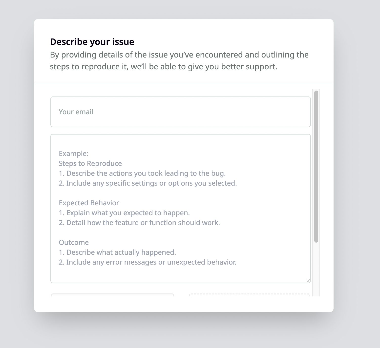 Leave feedback modal exceeds screen height · Issue #1166 · tailwarden/komiser · GitHub