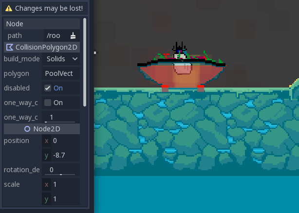 CollisionPolygon2D keeps reporting collisions when disabled if polygon property is changed ...
