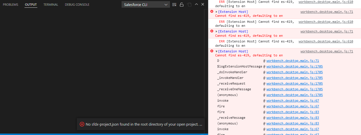Error message when VS Code is loading without SFDX project · Issue #3111 · forcedotcom ...