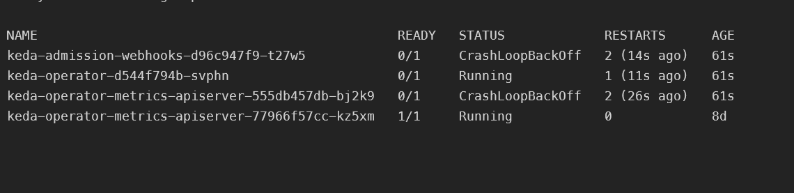 Keda 2.10 Deployment has 3 crash loops before it starts - cannot find ... Keda 2.10 Deployment has 3 crash loops before it starts - cannot find ...