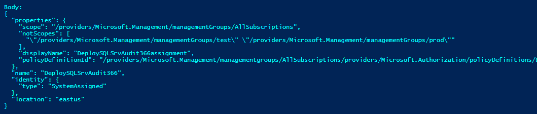 Policy cmdlets cannot handle multiple not scopes · Issue #9747 · Azure/azure-powershell · GitHub