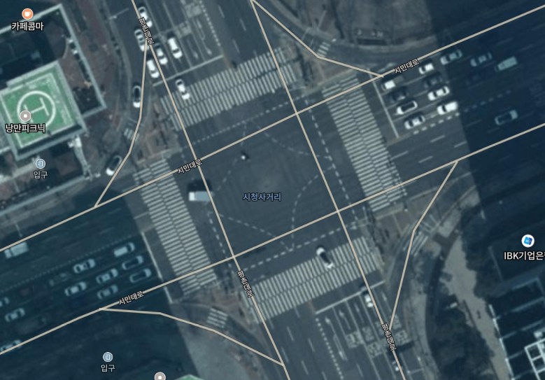 Adding sidewalks to signalized intersection with traffic islands ...