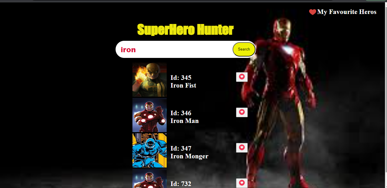 GitHub - Hardik9800/superHeroHunter: you can search your favourite super hero and see its powers