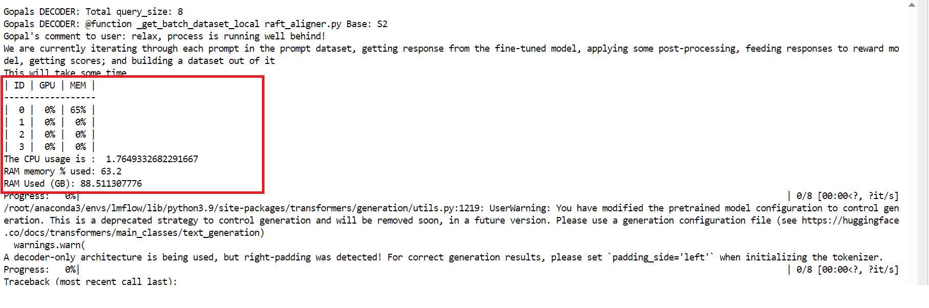 Multi-GPU operation seems to be problematic · Issue #202 · OptimalScale/LMFlow · GitHub