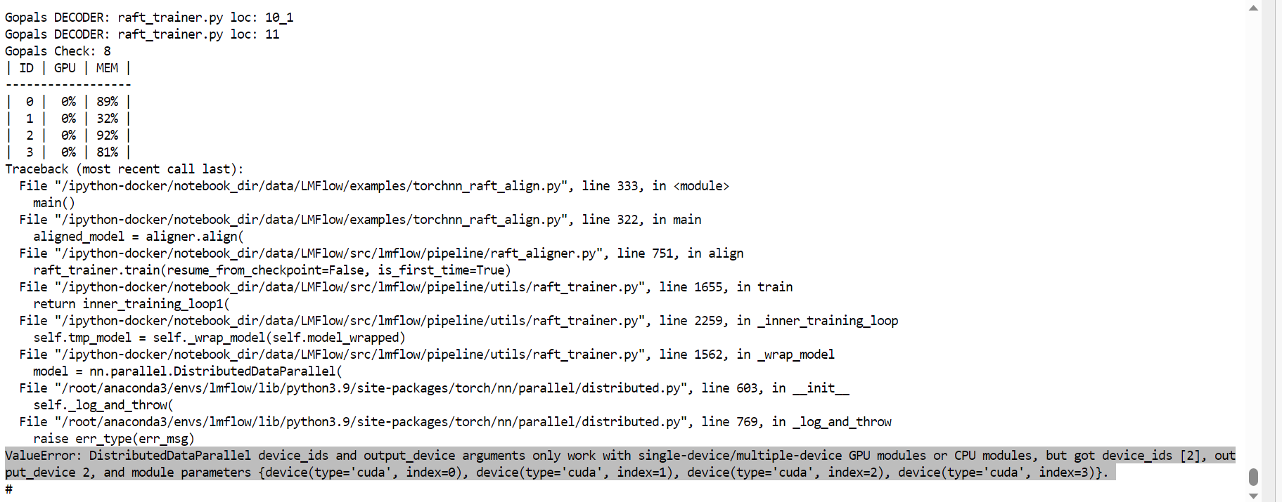 Multi-GPU operation seems to be problematic · Issue #202 · OptimalScale/LMFlow · GitHub