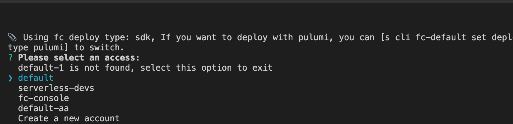 密钥选择没有传递，没有都要用户重新选择 · Issue #522 · devsapp/fc · GitHub