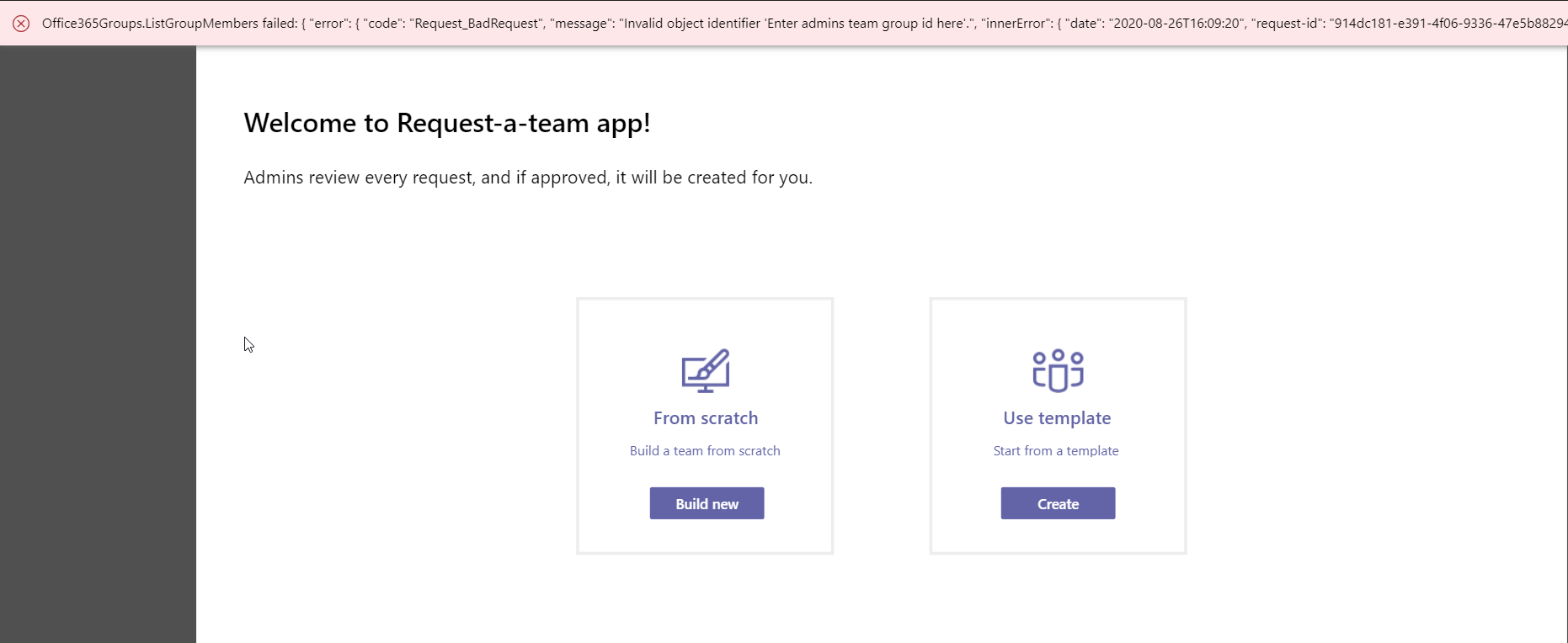 Error After Loading App Into Team · Issue #138 · OfficeDev/microsoft-teams-apps-requestateam ...