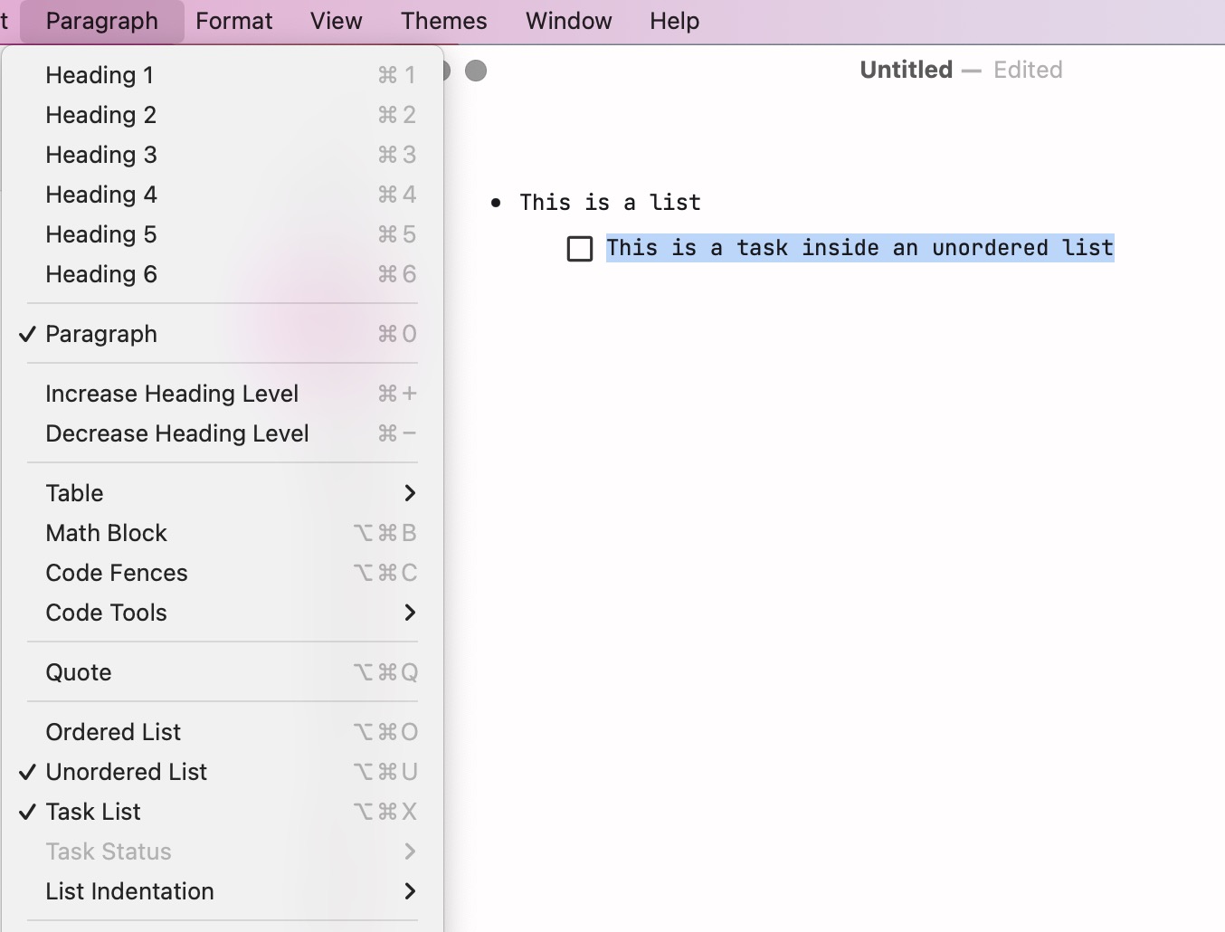 Task Status in sublists/nested lists not changeable via menu/shortcut · Issue #5716 · typora ...