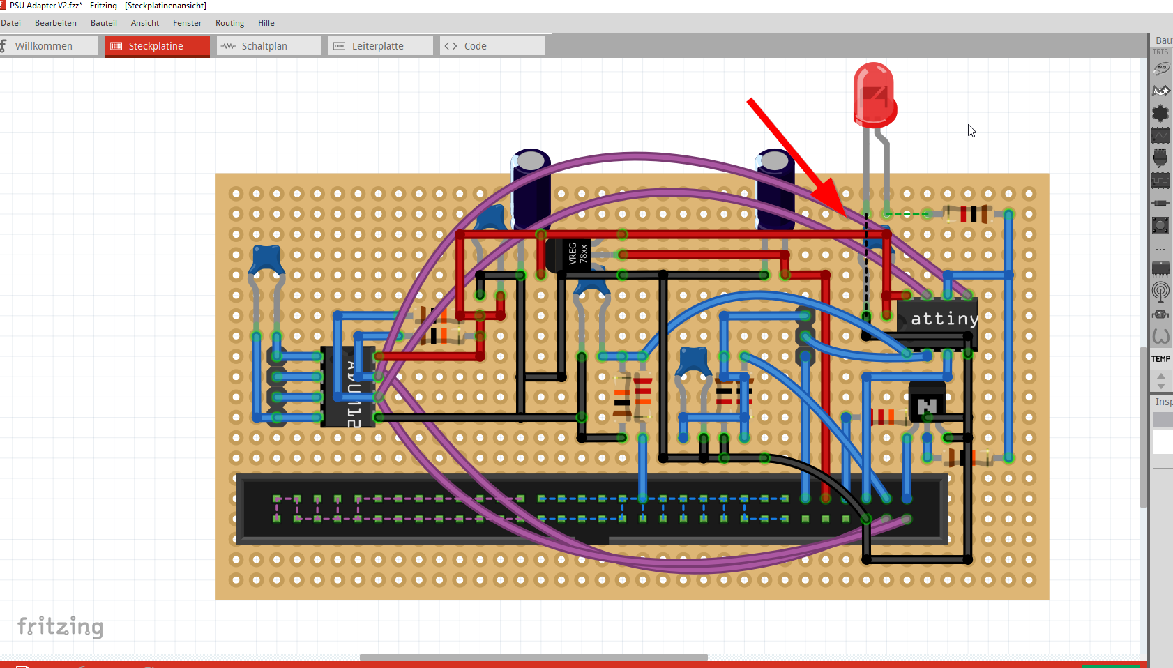 Dashed line is gone in breadboard view after moving the element e.g ...