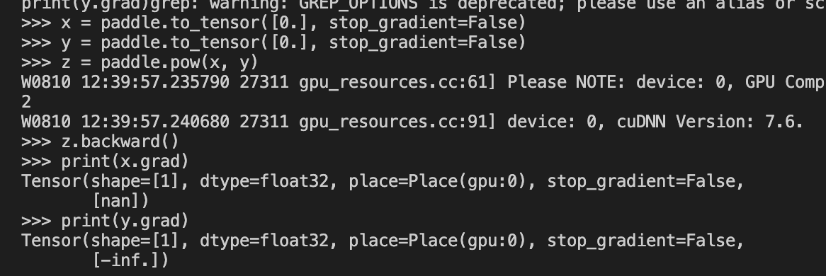 paddle和pytorch对pow(0,0)的梯度结果有diff · Issue #45054 · PaddlePaddle/Paddle · GitHub