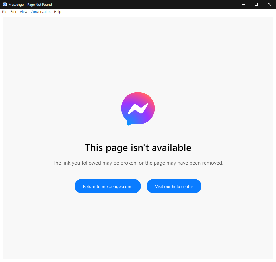 fb story click > This page isn't available > must restart caprine ...