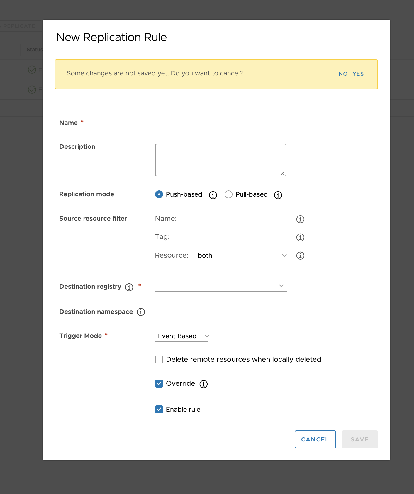 Remove Dynamic Ui In Replication Rule Based On Existence Of Labels · Issue 9451 · Goharbor