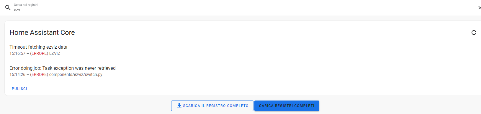 Ezviz integration double error · Issue #94591 · home-assistant/core · GitHub