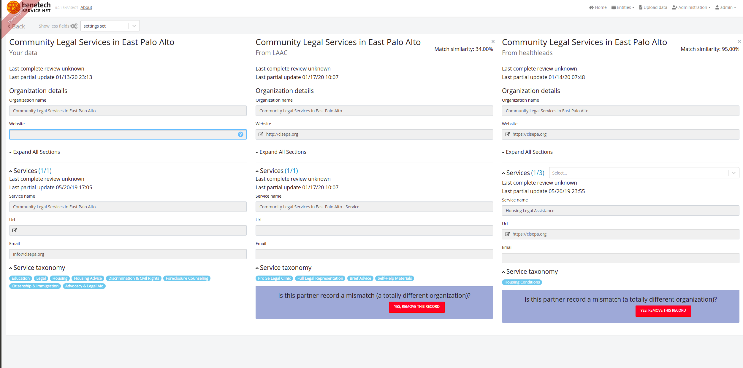 Comparison view - specify a subset of fields to view · Issue #735 · openreferral/ServiceNet · GitHub