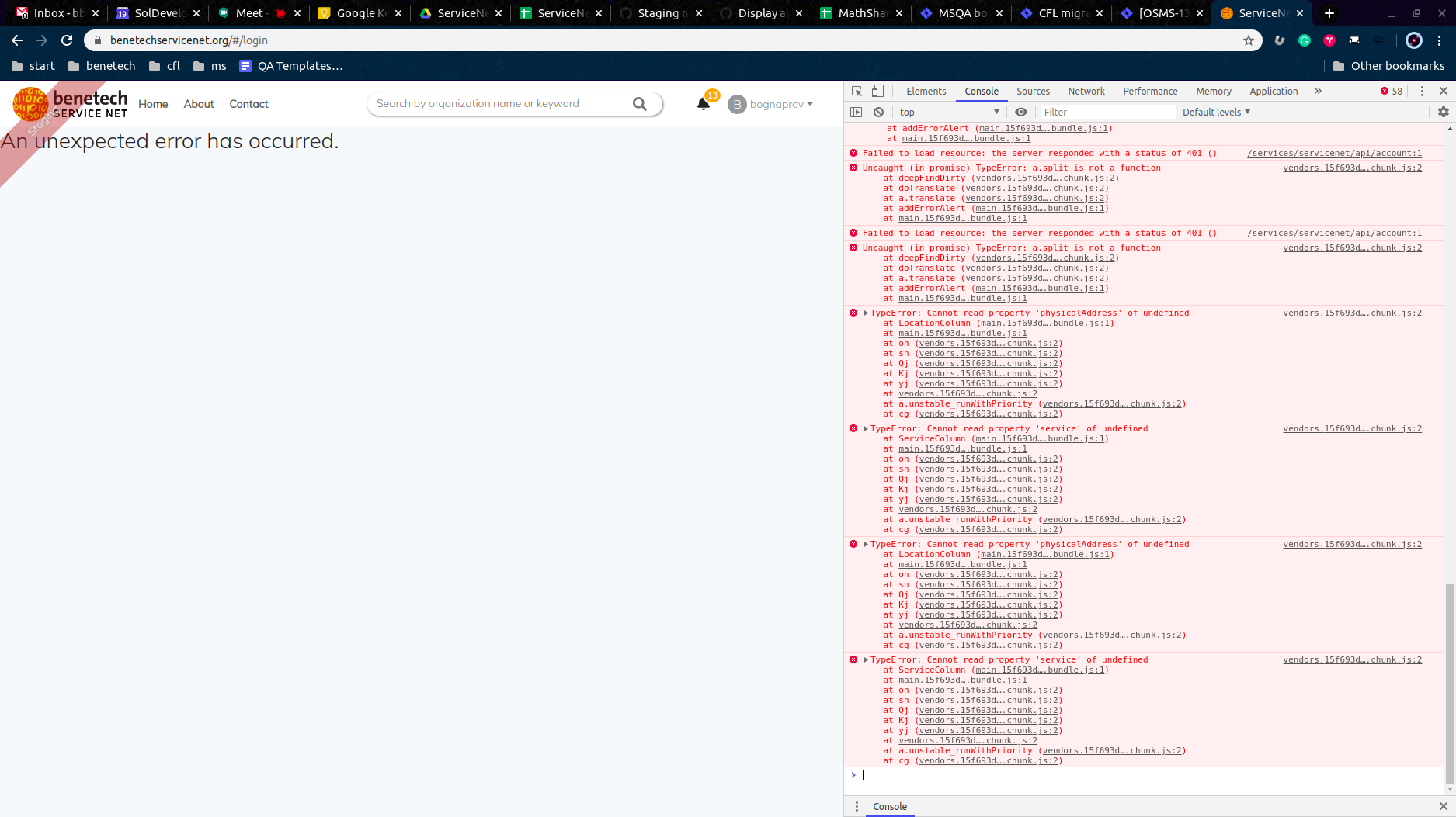 Unexpected error while loading provider view · Issue #1000 · openreferral/ServiceNet · GitHub