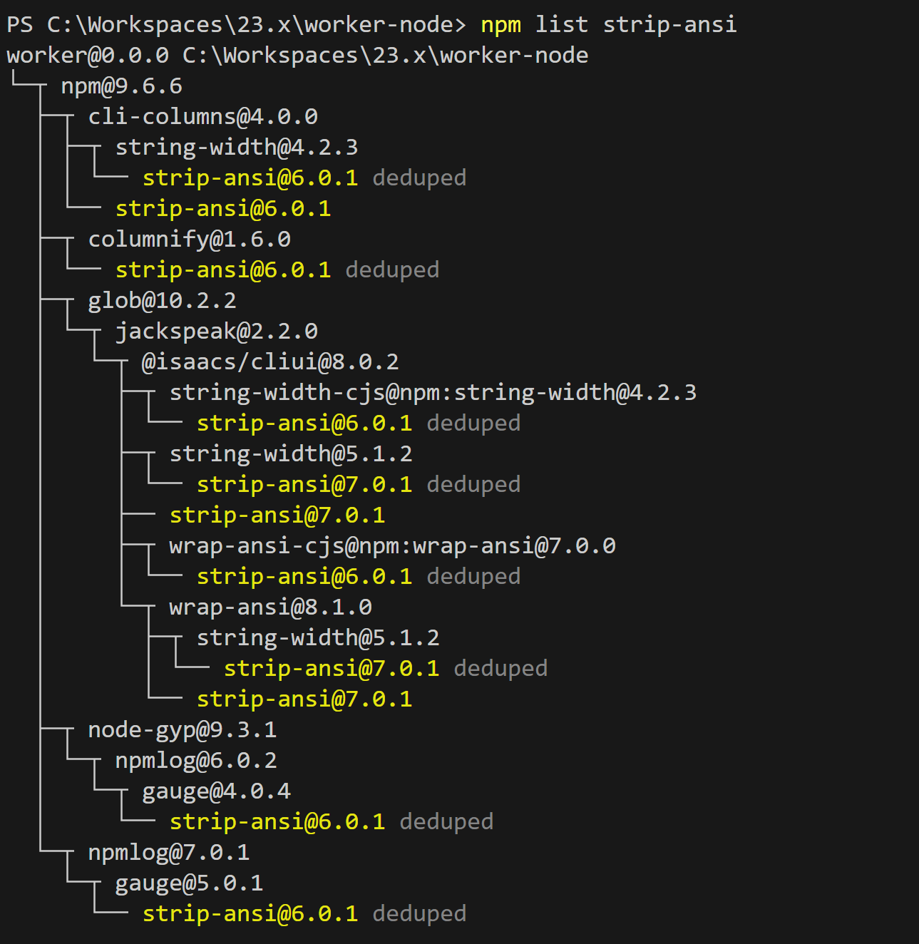 Vulnerabilities found in npm@9.6.6 which is latest version in strip ...