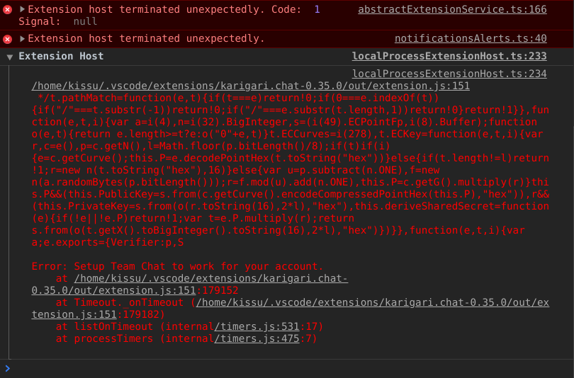 Extension host crashed · Issue #113 · swdotcom/swdc-vscode · GitHub