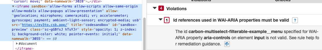 Multiselect Filterable Gets Id Reference Violation In Dap · Issue 3941 · Carbon Design System