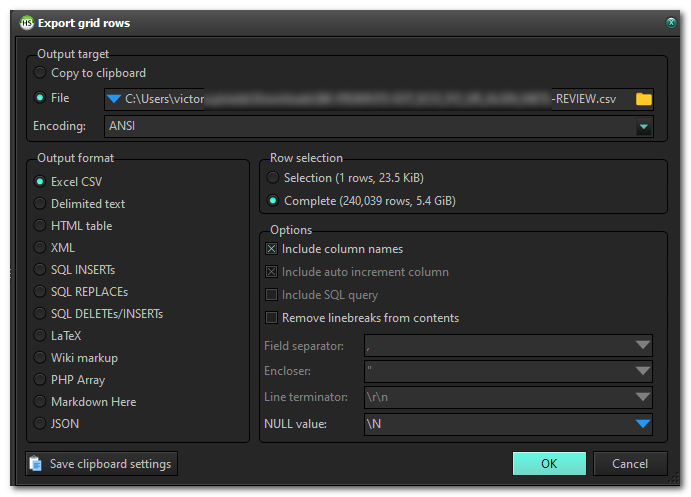MSSQL csv file export, too slow · Issue #1333 · HeidiSQL/HeidiSQL · GitHub