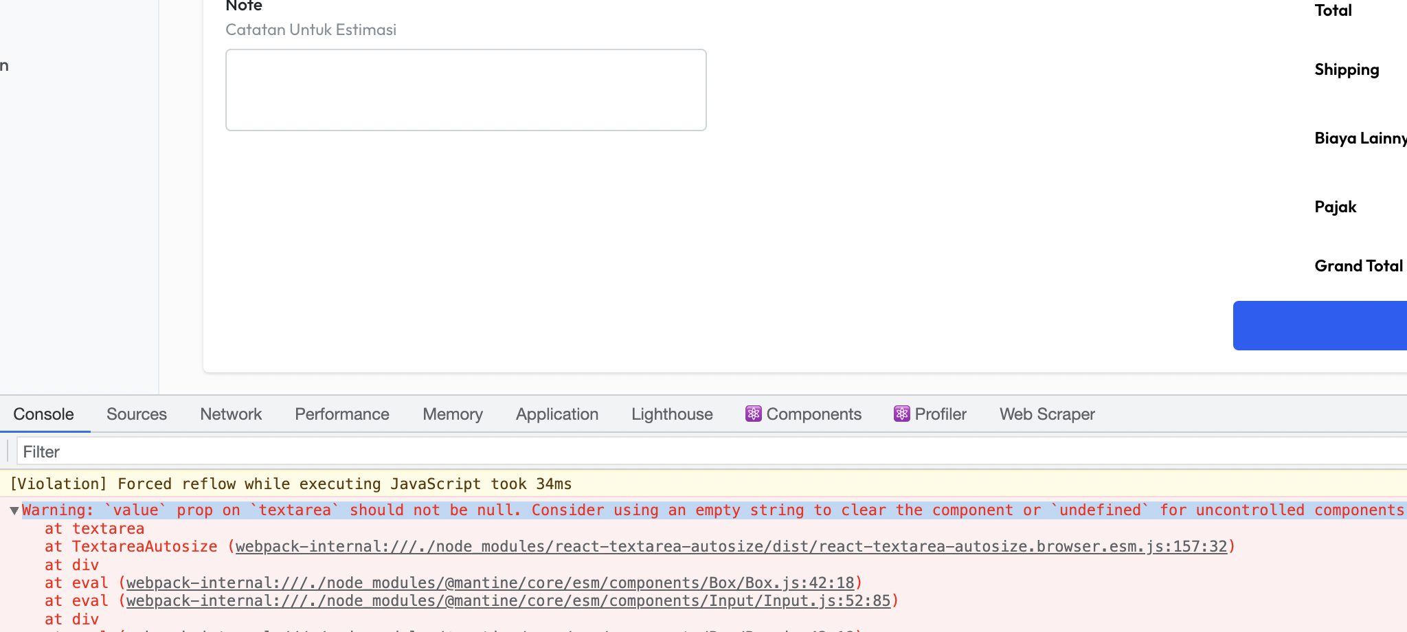 Textarea Show Warning value Prop On textarea Should Not Be Null