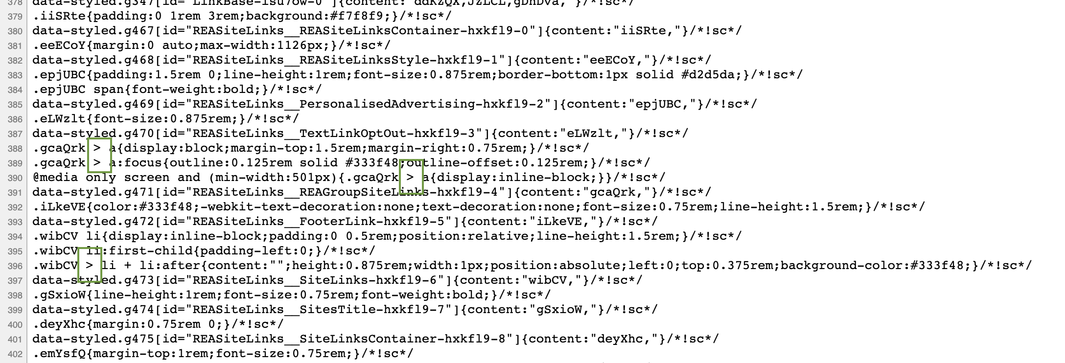 Child combinator selectors being encoded to HTML entities · Issue #3516 ...