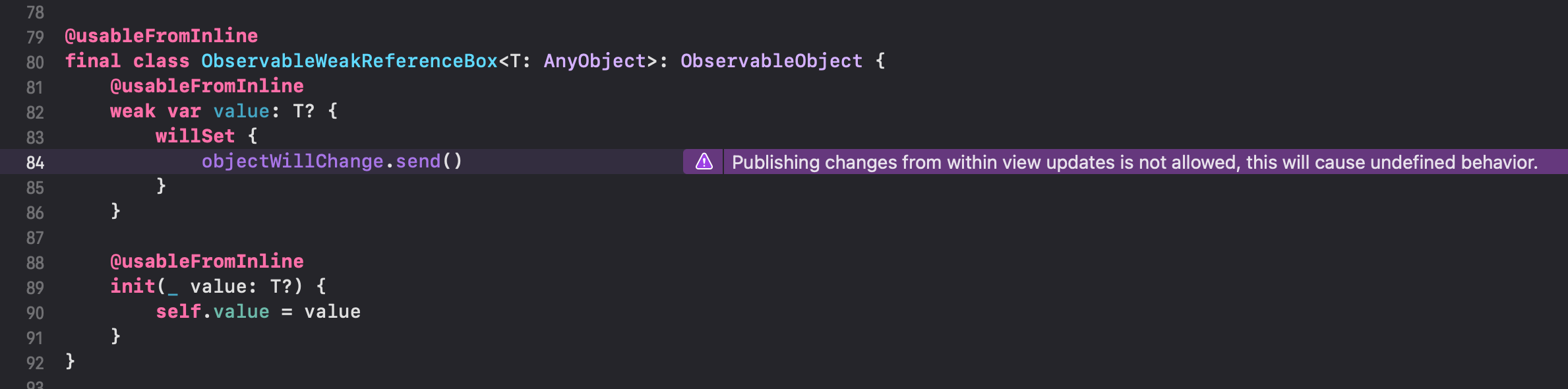 Publishing changes from within view updates is not allowed, this will ...